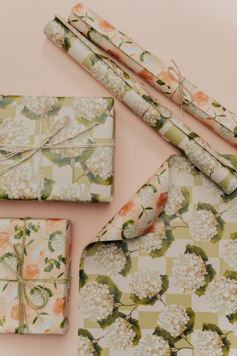 Wrapping Paper | Poppies, Daisies & Hydrangeas (4 sheets) – Honest Paper